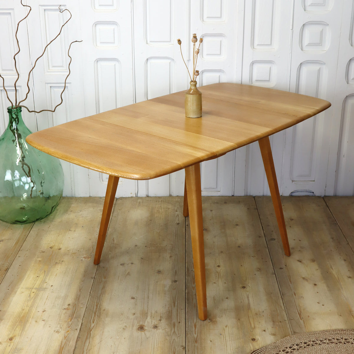 Vintage Ercol Model 383 Drop Leaf Rectangular Dining Table 0404g – Mustard Vintage