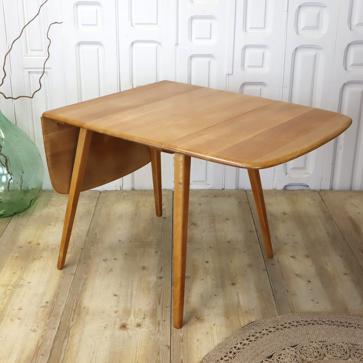 Vintage Ercol Model 383 Drop Leaf Rectangular Dining Table 0404g – Mustard Vintage