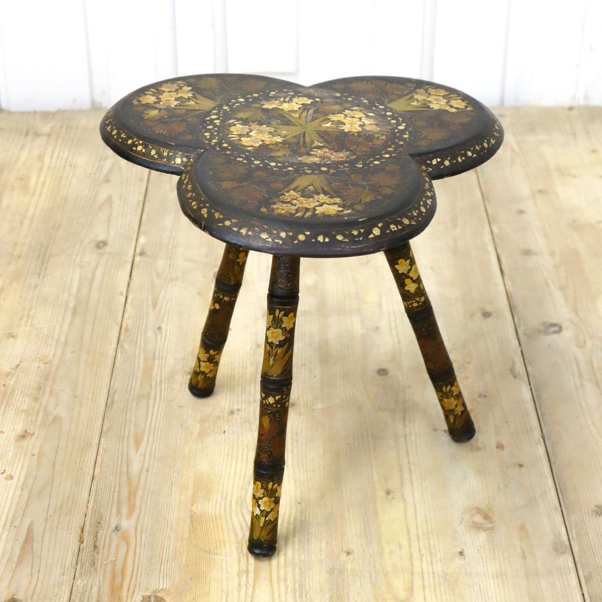 Vintage Small Decorative Kashmiri Painted Tripod Table 0103h – Mustard ...