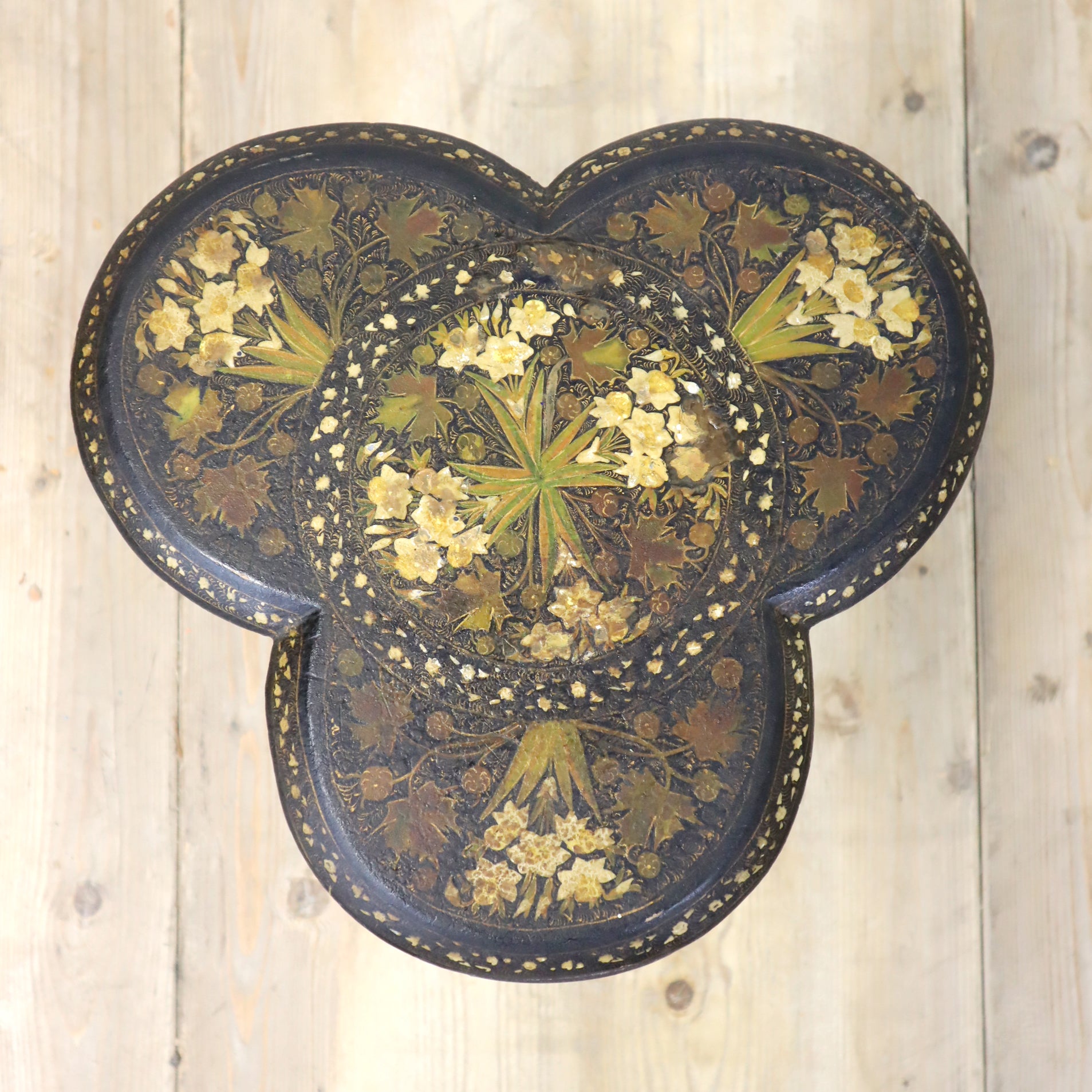 Vintage Small Decorative Kashmiri Painted Tripod Table 0103h – Mustard ...