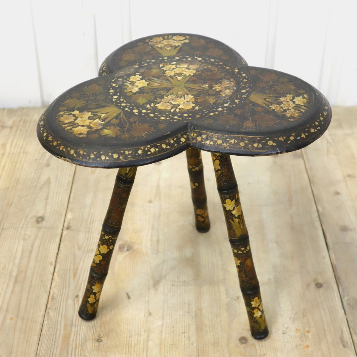Vintage Small Decorative Kashmiri Painted Tripod Table 0103h – Mustard ...