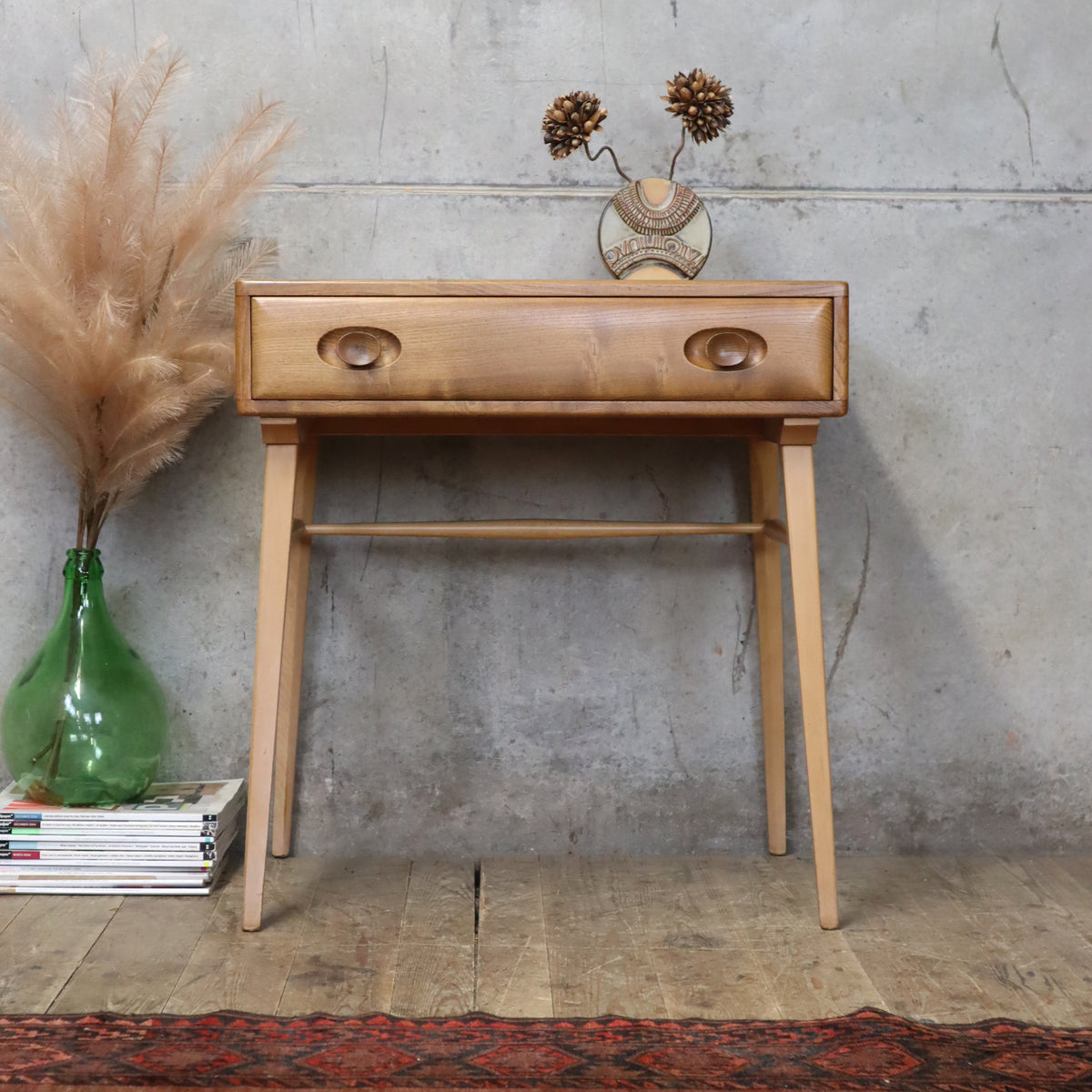 Rare Ercol Model 437 Mid Century Desk & Chair – 2906f – Mustard Vintage