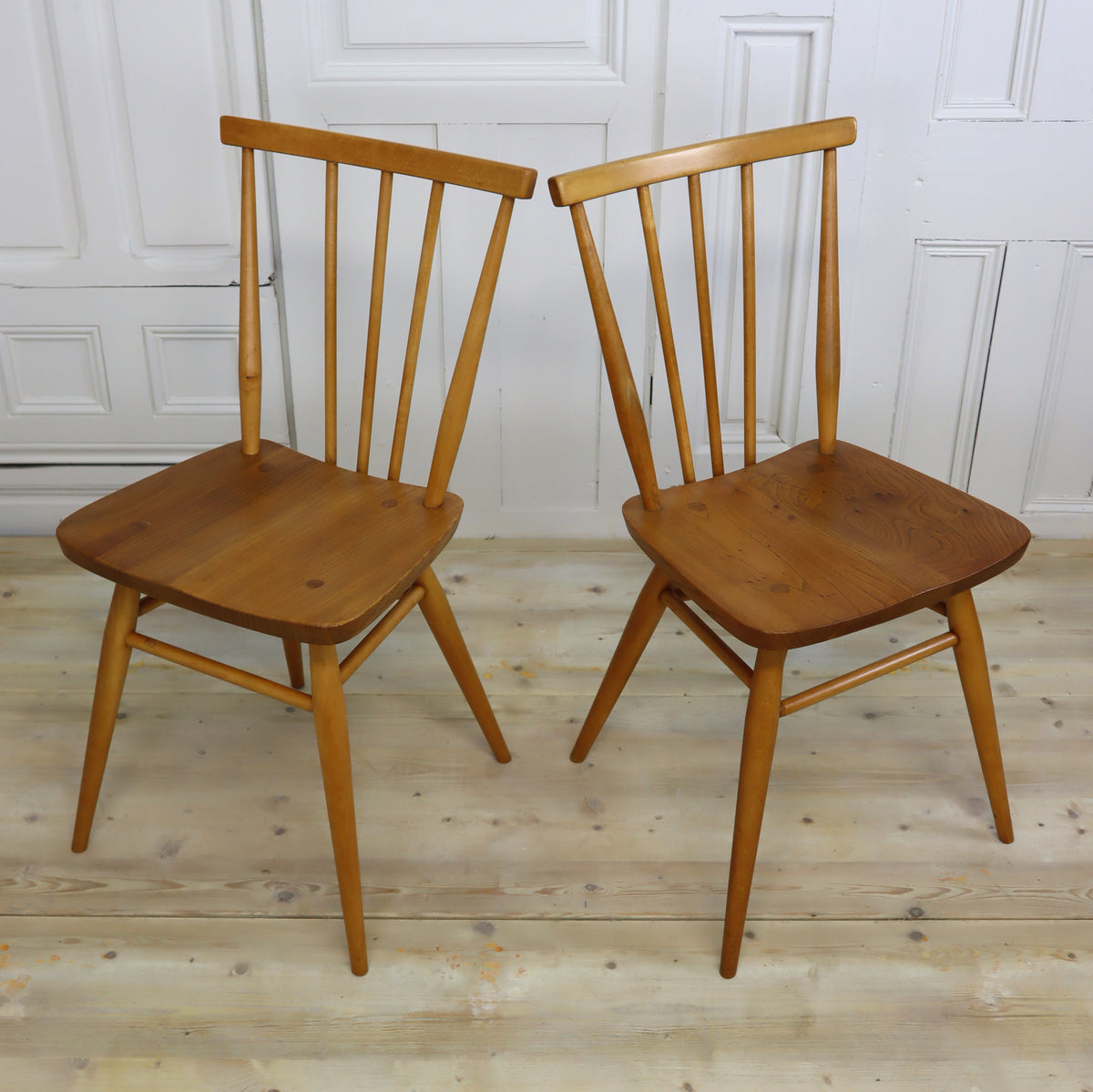 X2 Pair of Vintage Ercol Model 391 Chairs 0912a – Mustard Vintage