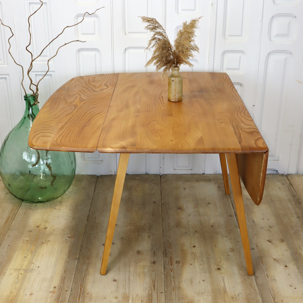 Vintage Ercol Model 492 Drop Leaf Square Dining Table 0103i – Mustard ...