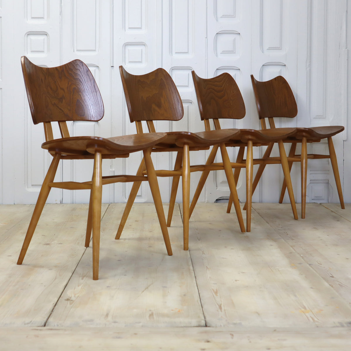 Four X4 Vintage Ercol Mid Century Butterfly Chairs 1901j – Mustard Vintage