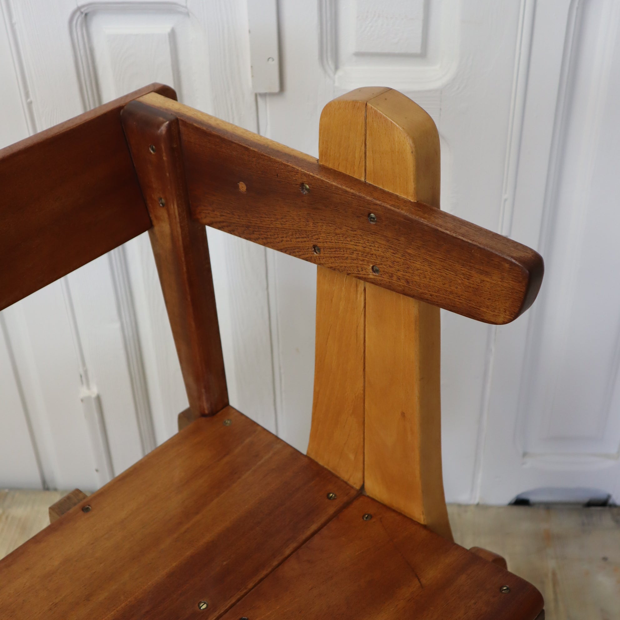 Reclaimed Mid Century Medium Church Pew Bench 2704i – Mustard Vintage