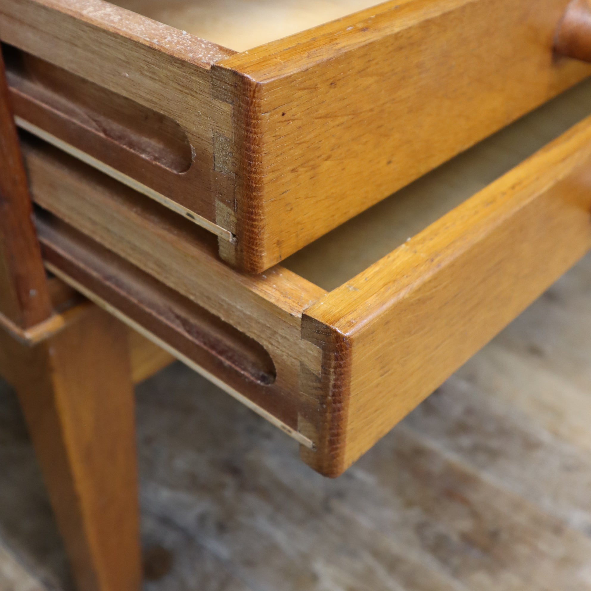 Mid Century Oak Plan Chest Architects Drawers - 0206h – Mustard Vintage