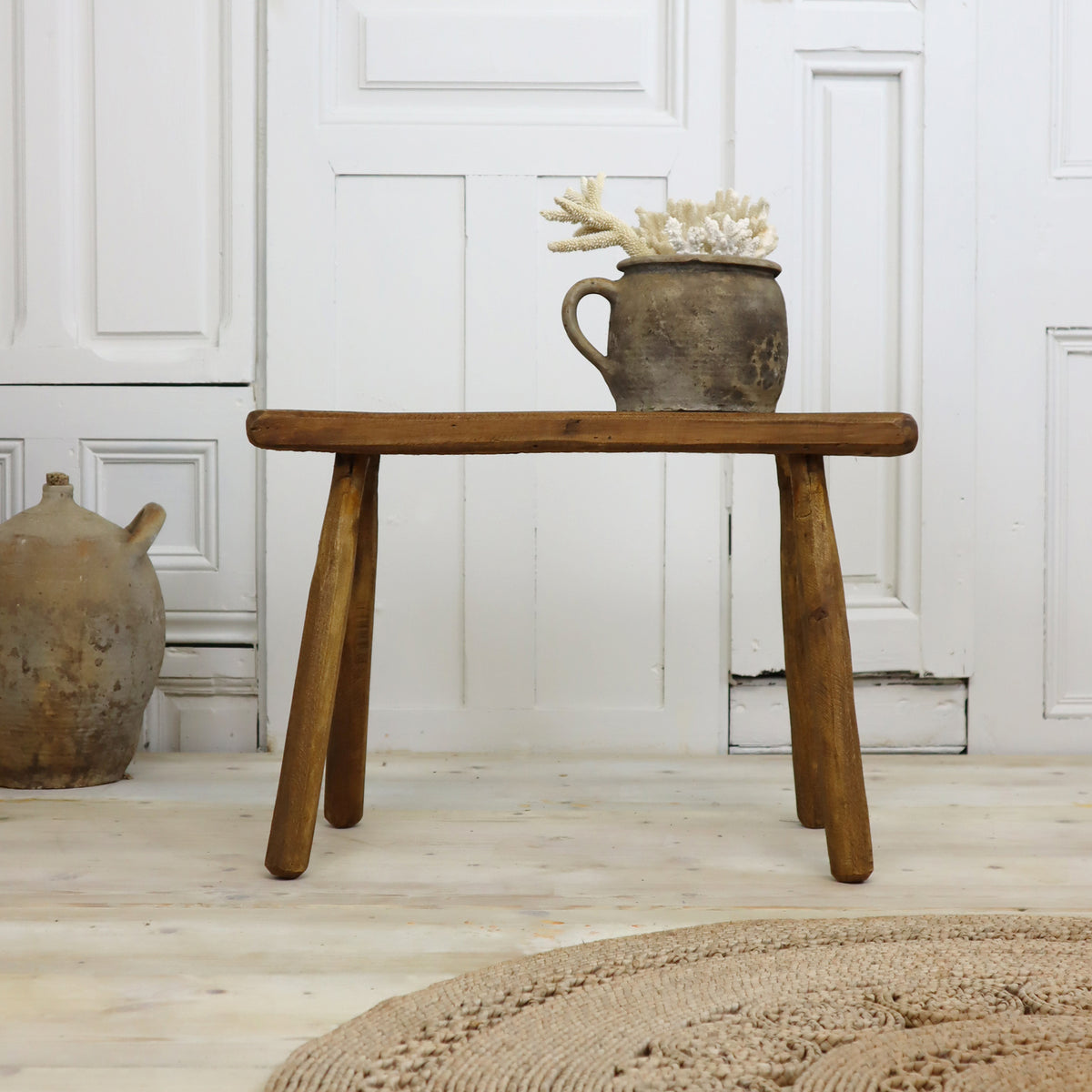 Rustic Hand Crafted Vintage Side Table Bench - 0912b – Mustard Vintage