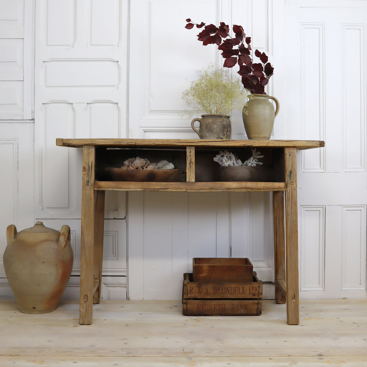 Rustic Vintage Elm Console Table 0912h – Mustard Vintage