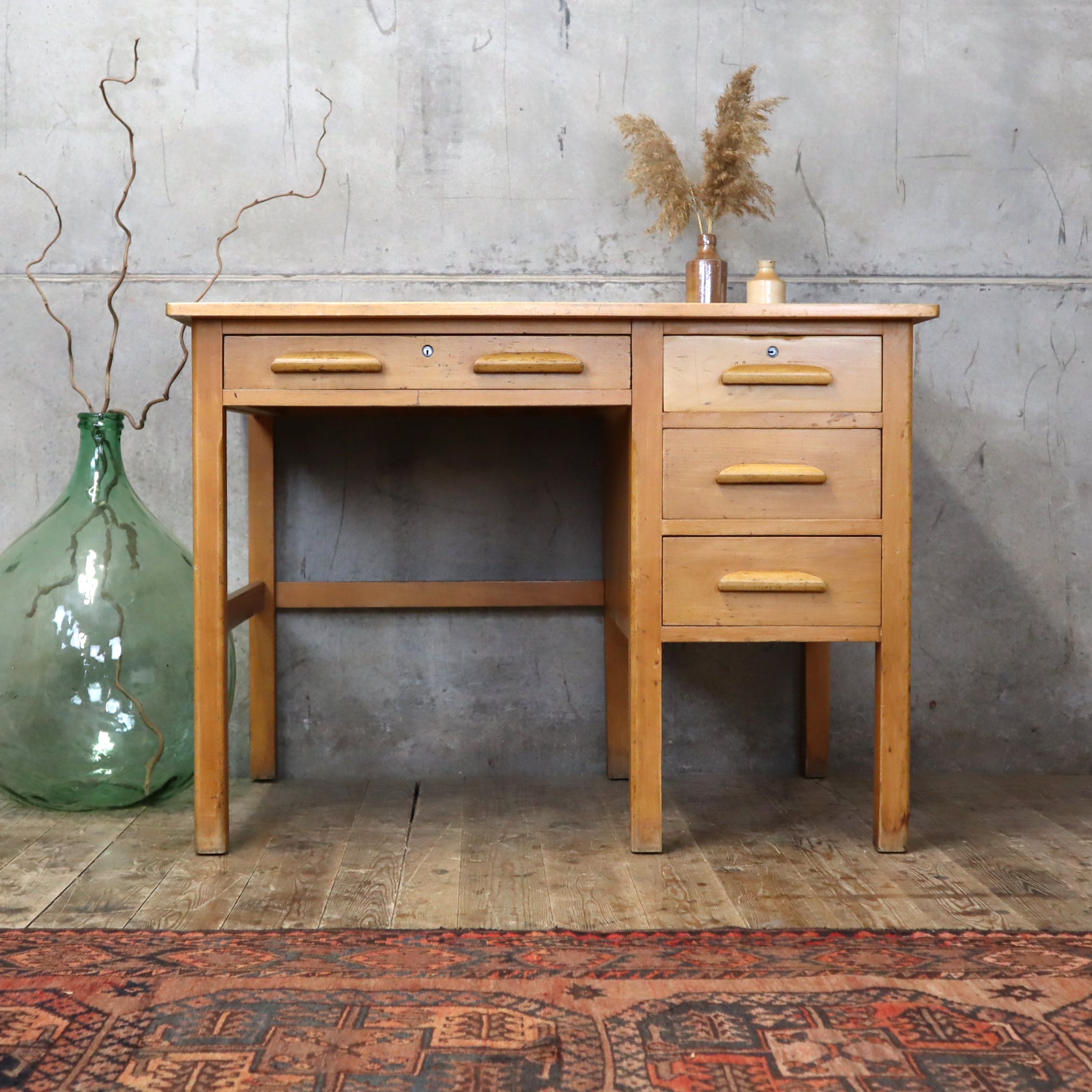 Mid Century Rustic Beech School Desk - 2207e – Mustard Vintage