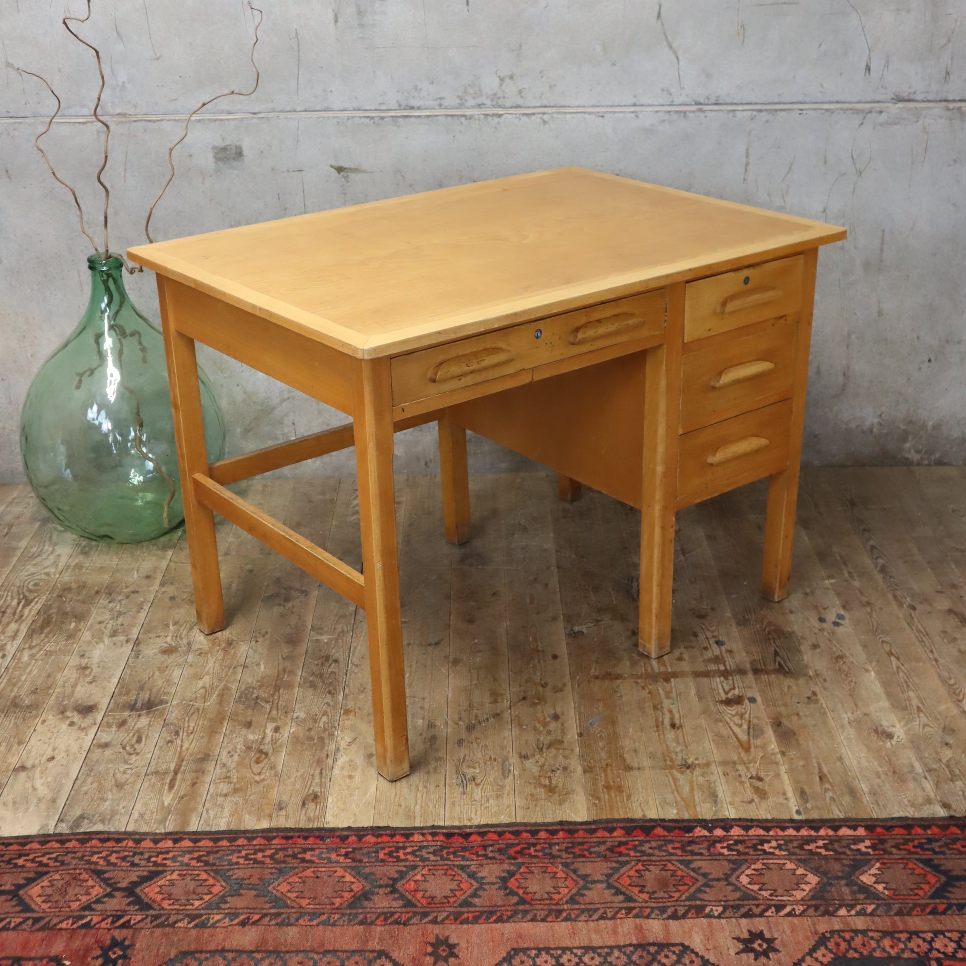 Mid Century Rustic Beech School Desk - 2207e – Mustard Vintage