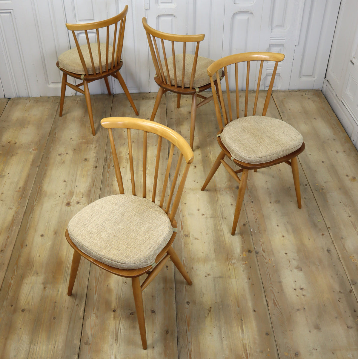 Set of Four Vintage Ercol Model 449 Bow Back Dining Chairs x4 1129a ...
