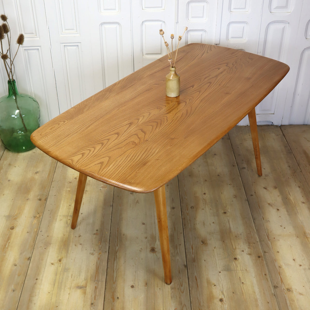 Mid Century Ercol Plank Dining Table 2504a – Mustard Vintage