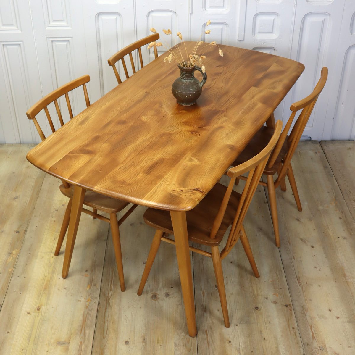Mid Century Small Ercol Plank Dining Table 2704c – Mustard Vintage