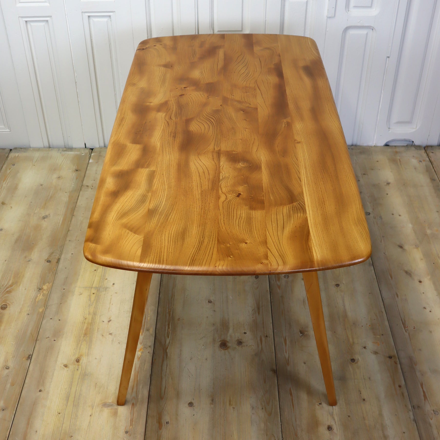 Mid Century Small Ercol Plank Dining Table 2704c – Mustard Vintage
