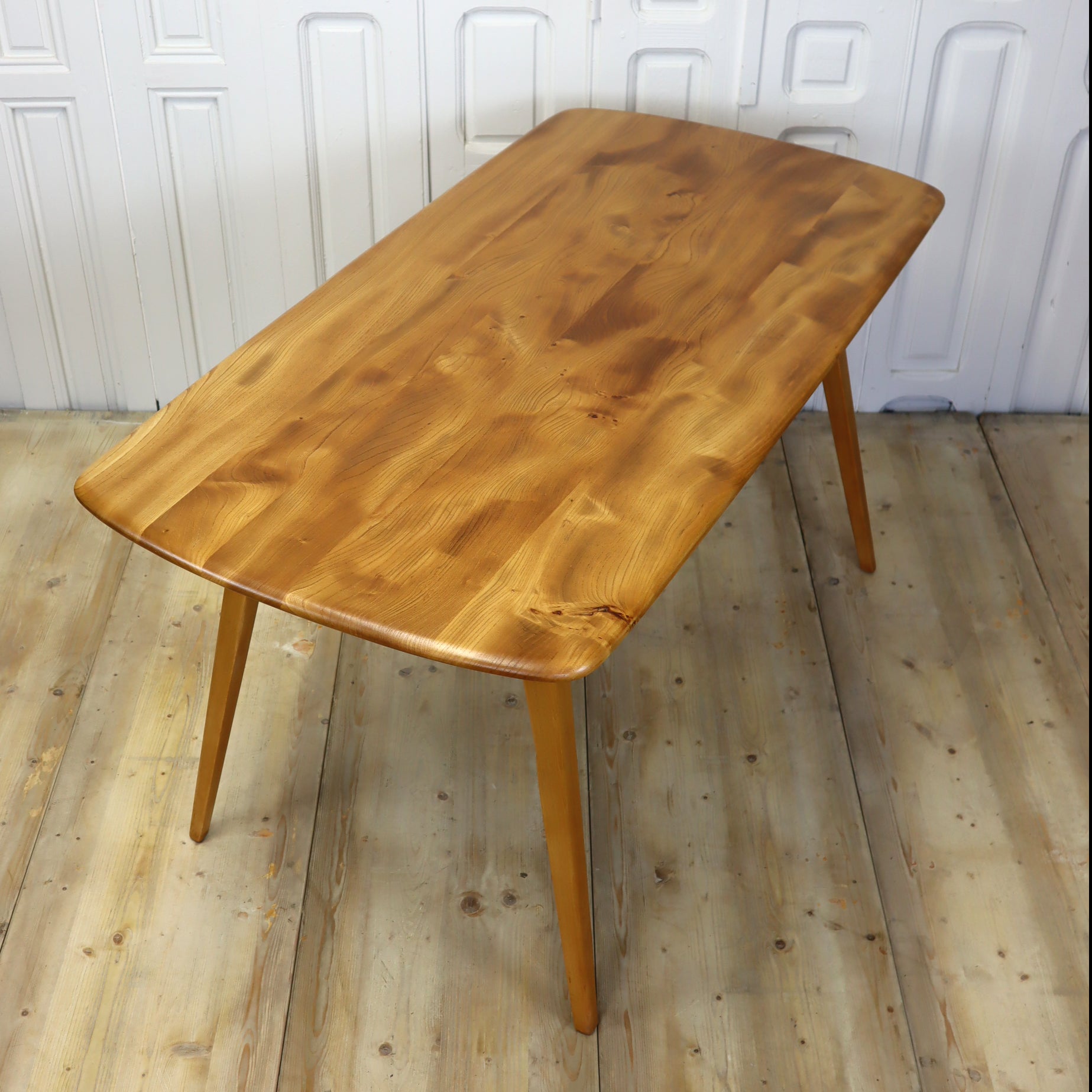 Mid Century Small Ercol Plank Dining Table 2704c – Mustard Vintage