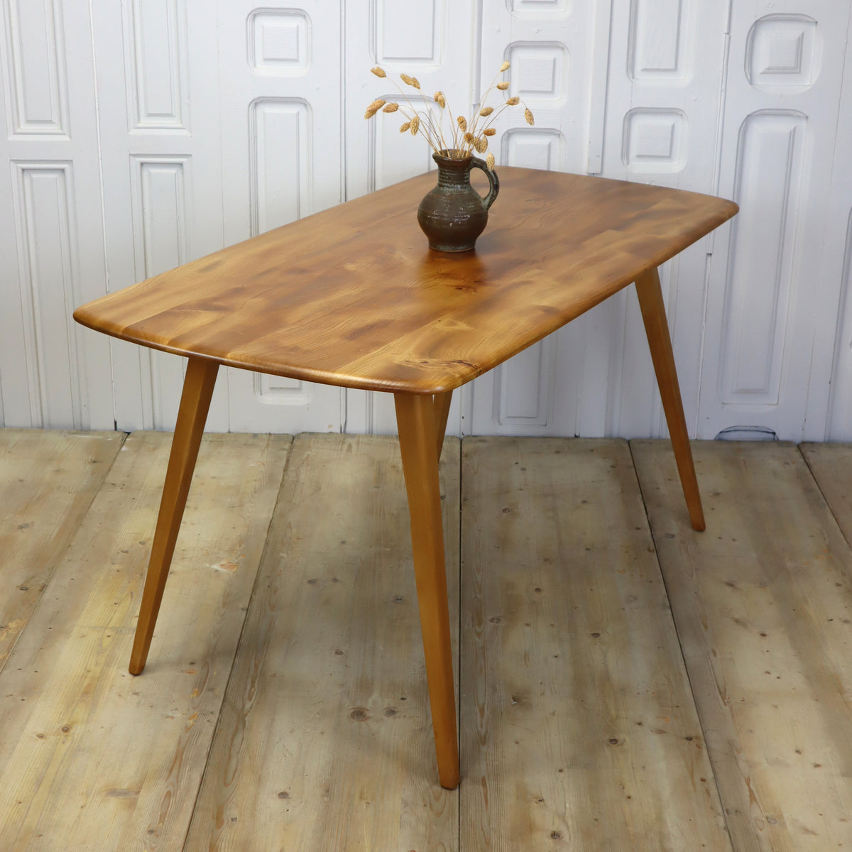 Mid Century Small Ercol Plank Dining Table 2704c – Mustard Vintage