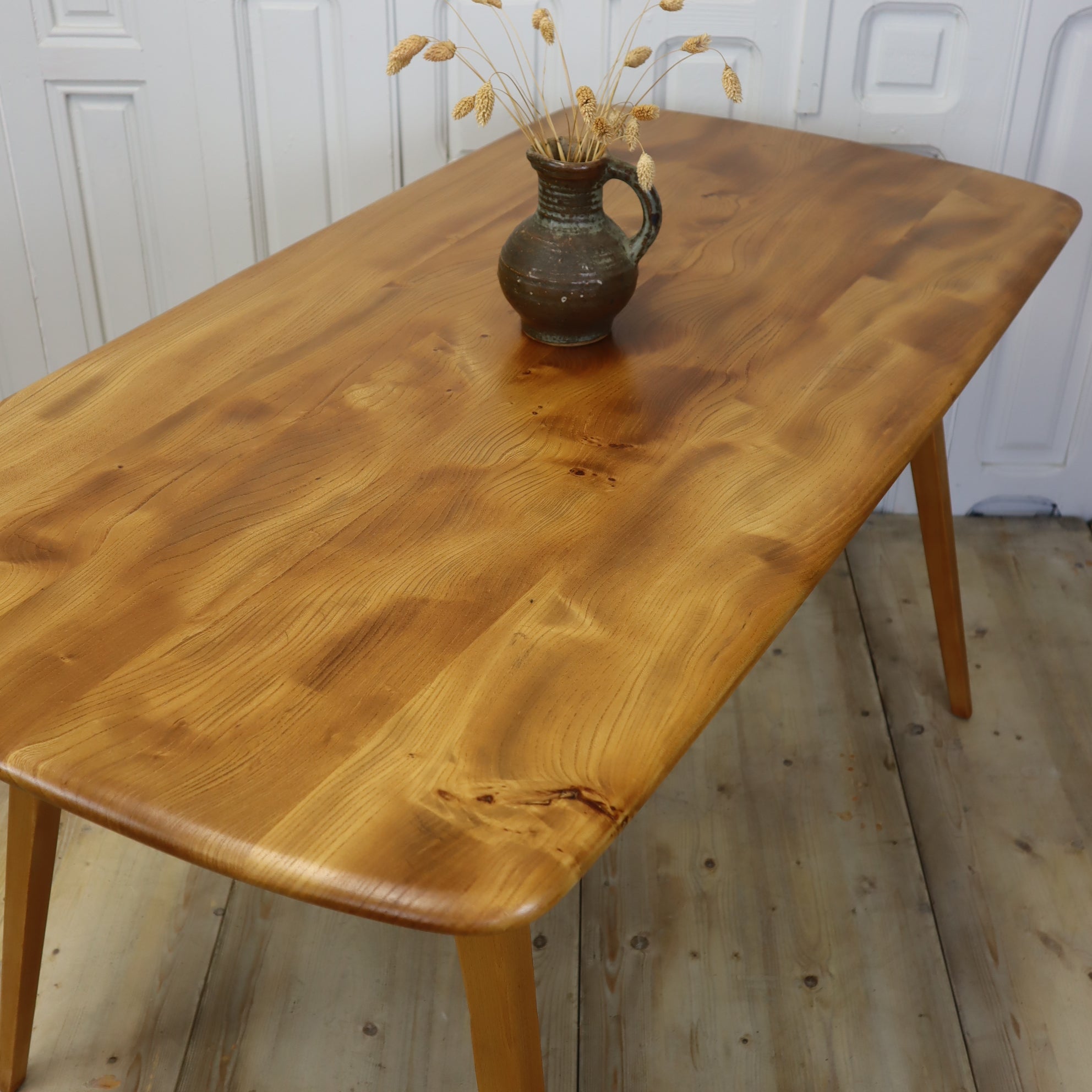 Mid Century Small Ercol Plank Dining Table 2704c – Mustard Vintage