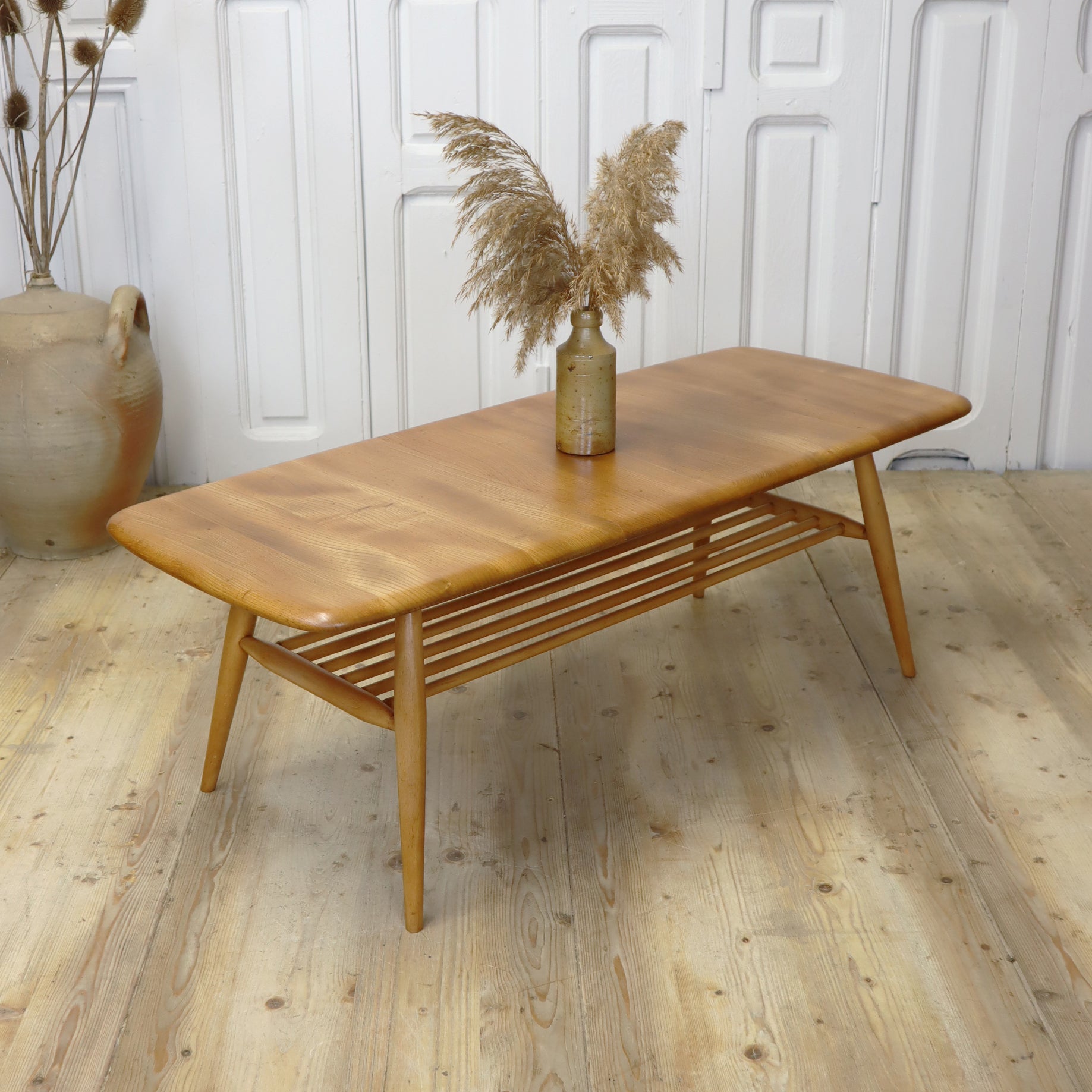 Mid Century Elm & Beech Ercol Coffee Table 2201d – Mustard Vintage