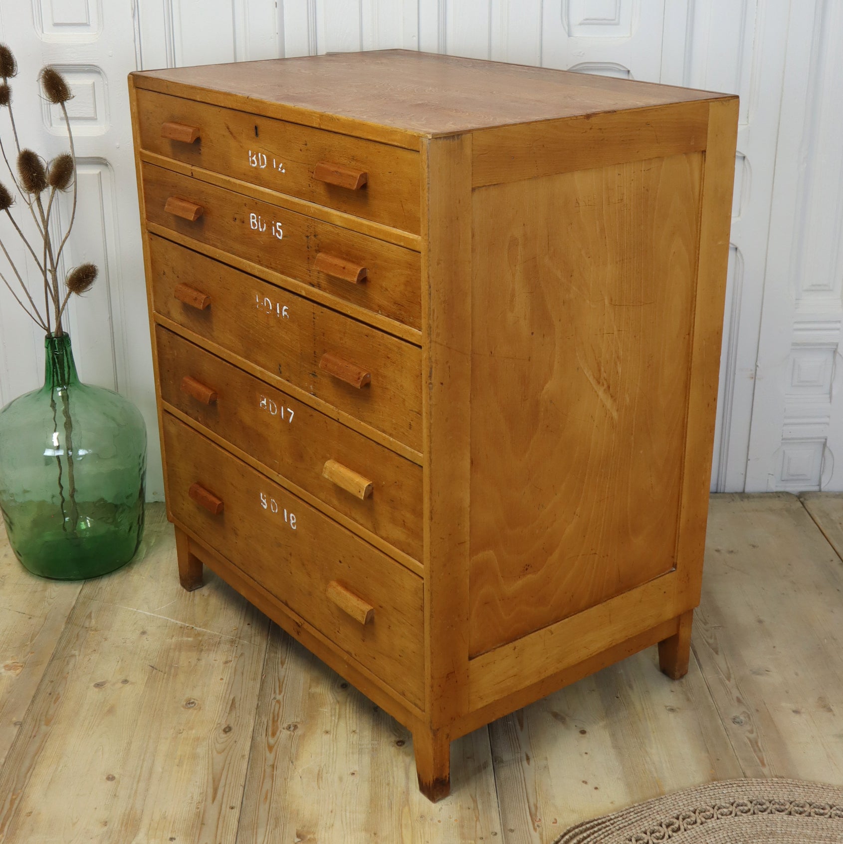 Vintage Esavian Tall School Drawers Art Plan Chest 3007d – Mustard Vintage