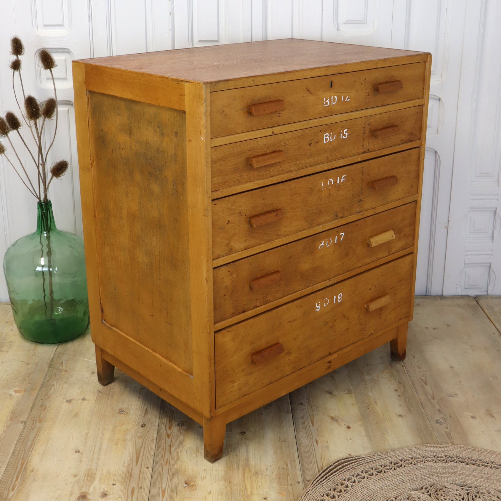 Vintage Esavian Tall School Drawers Art Plan Chest 3007d – Mustard Vintage