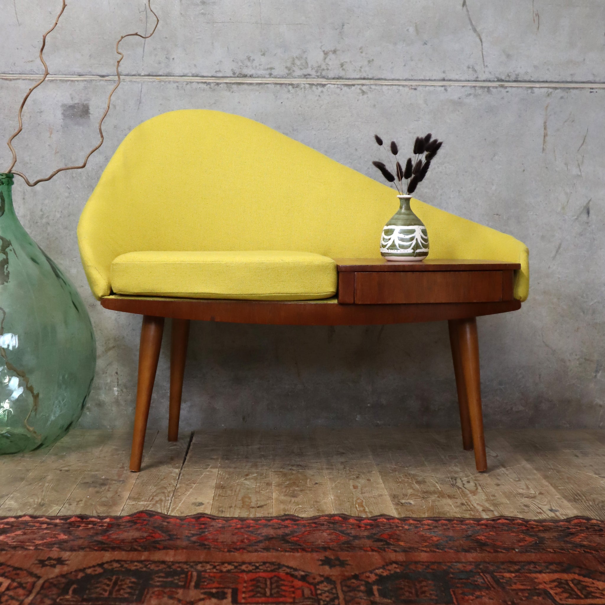 Chippy Heath Curved Upholstered Mustard Telephone Seat - 1305f ...