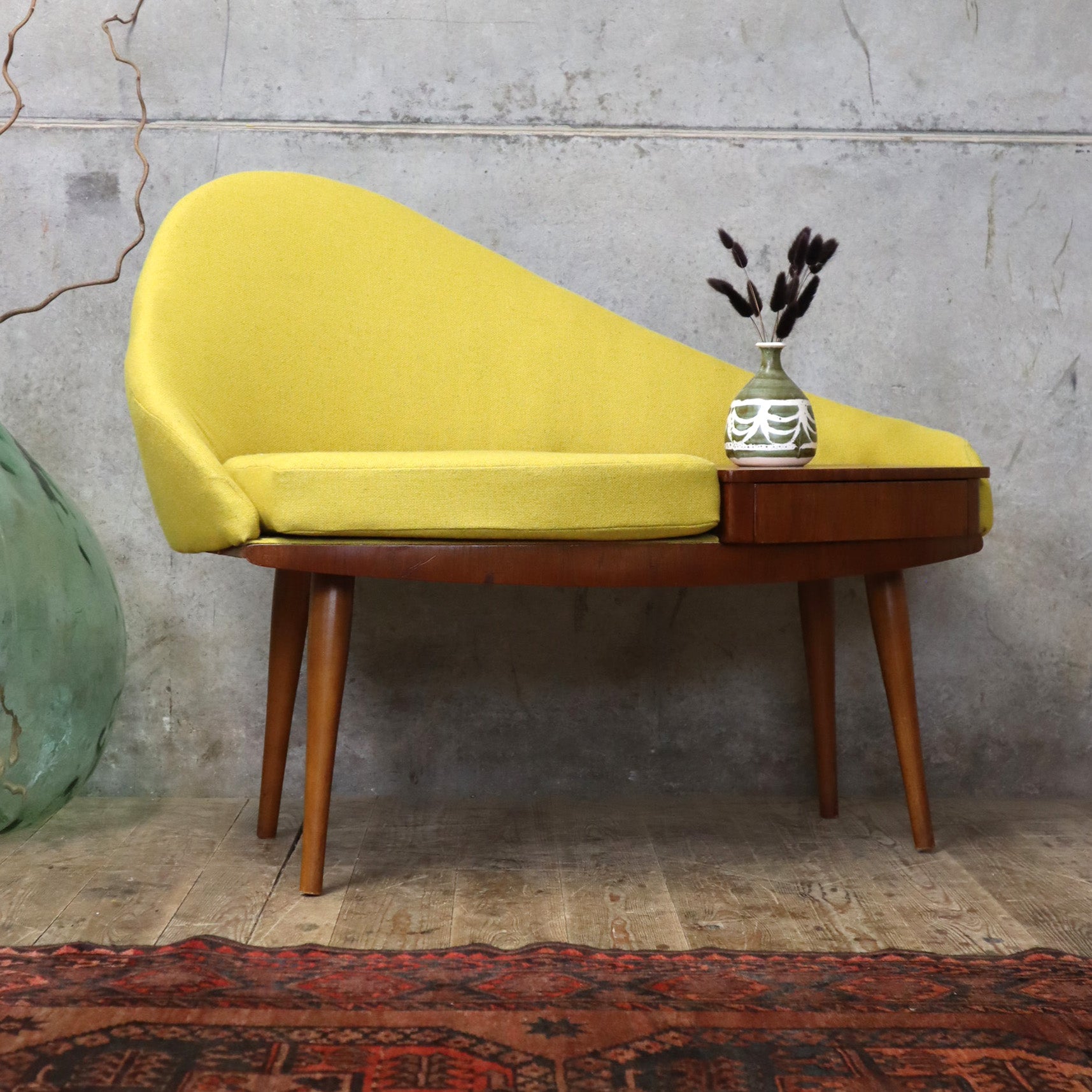 Chippy Heath Curved Upholstered Mustard Telephone Seat - 1305f ...