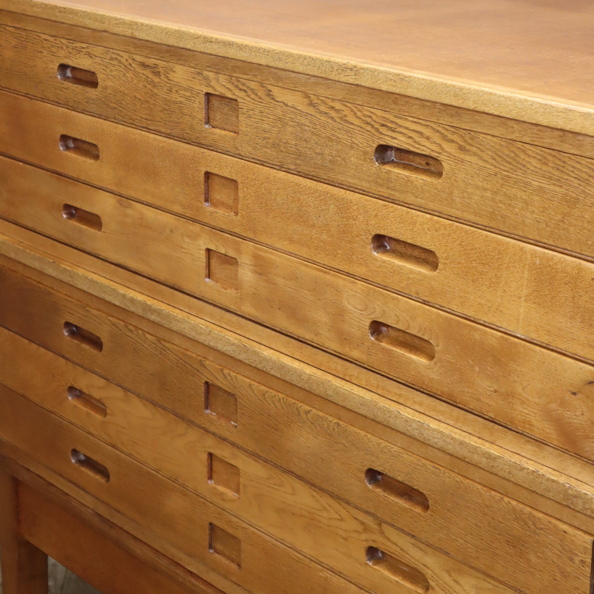 Mid Century Oak Architects Drawers Kitchen Island - 2804f – Mustard Vintage