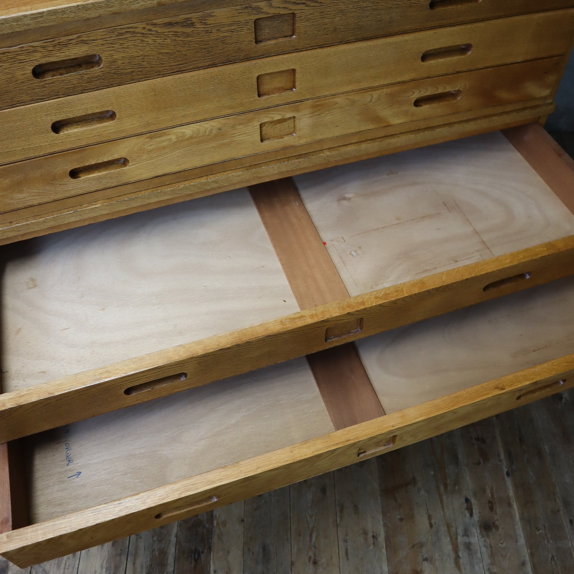 Mid Century Oak Architects Drawers Kitchen Island - 2804f – Mustard Vintage