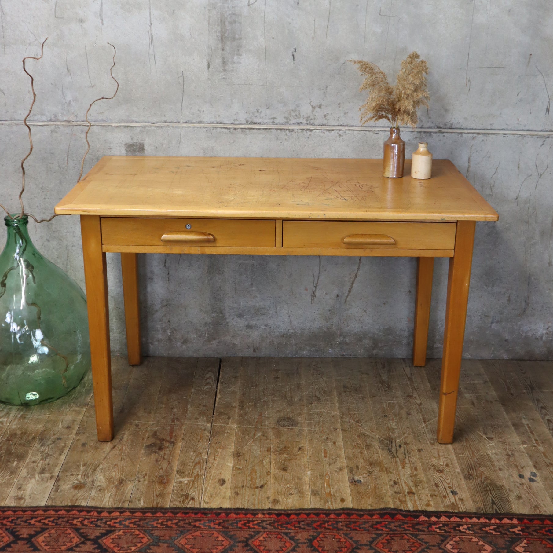 Mid Century Rustic Beech School Desk - 1708d – Mustard Vintage