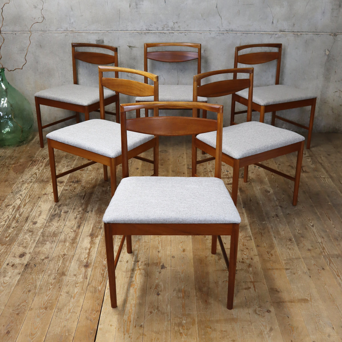 Mid Century McIntosh Teak Dining Chairs x 6 - 1609f – Mustard Vintage