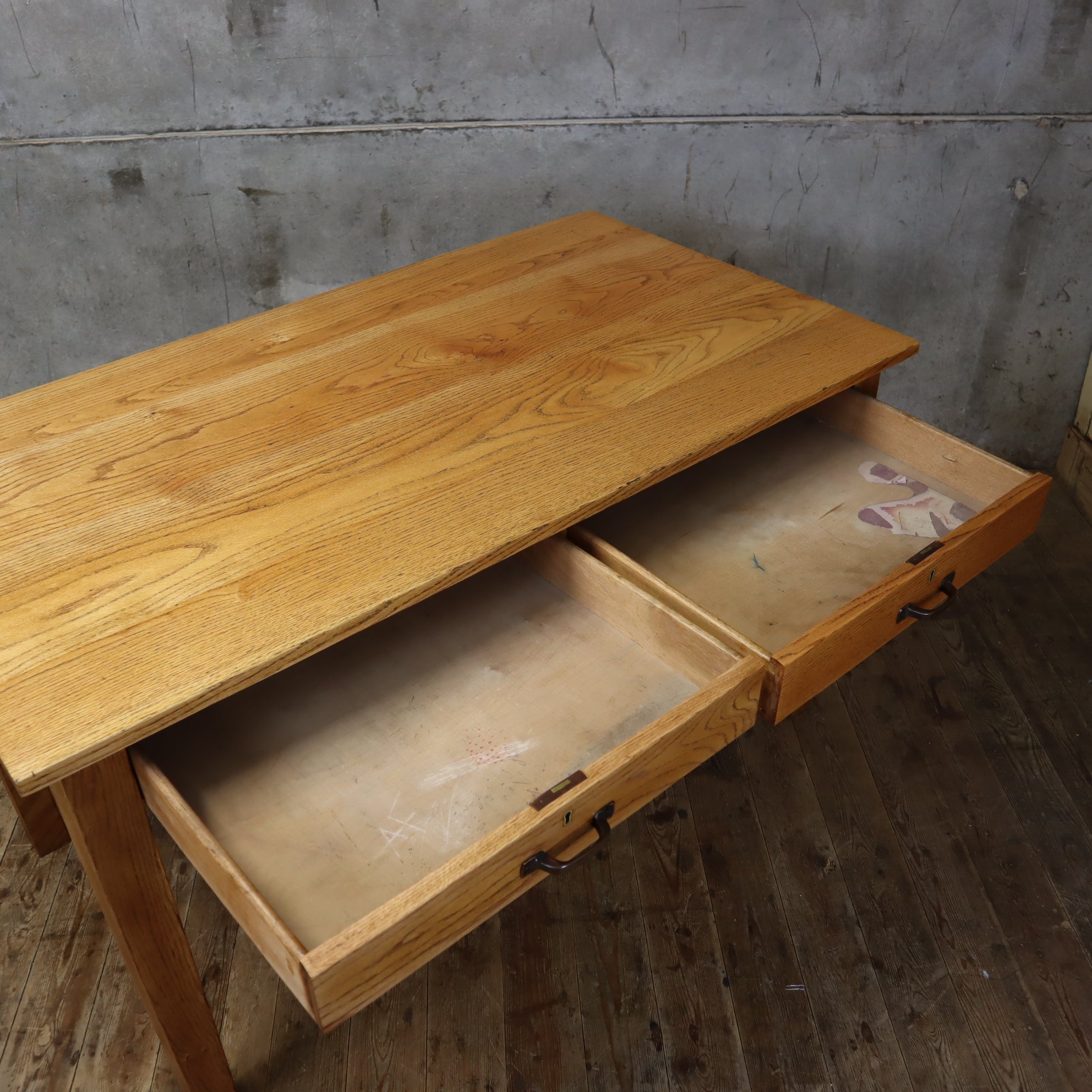 Mid Century Rustic Oak School Desk - 2010a – Mustard Vintage