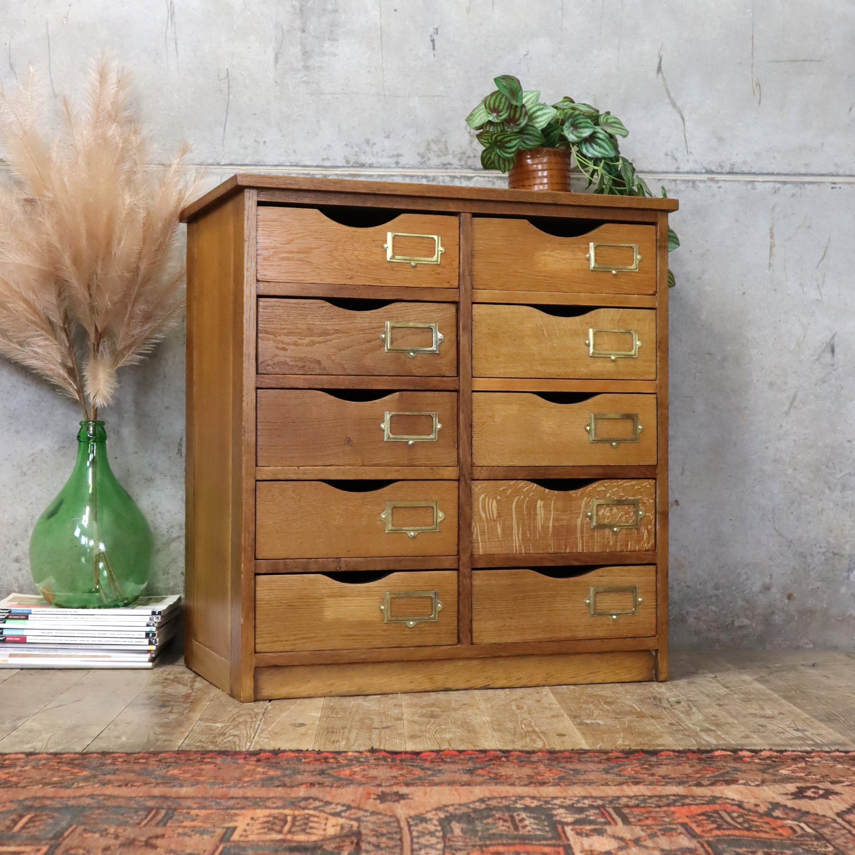 Mid Century Rustic Oak School Drawers - 1708j – Mustard Vintage