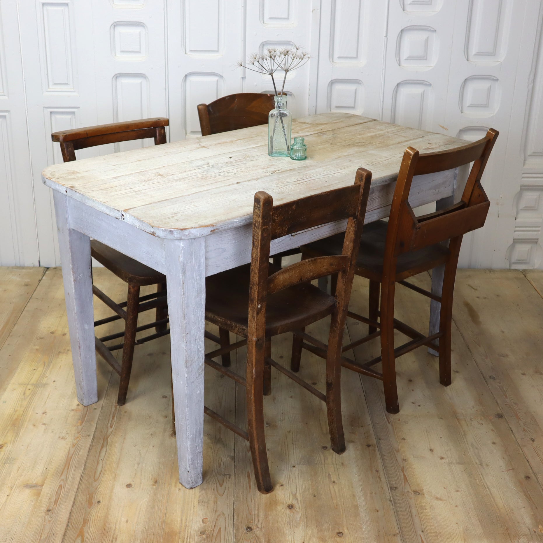 Vintage Rustic Pine Painted Kitchen Table 2202a – Mustard Vintage