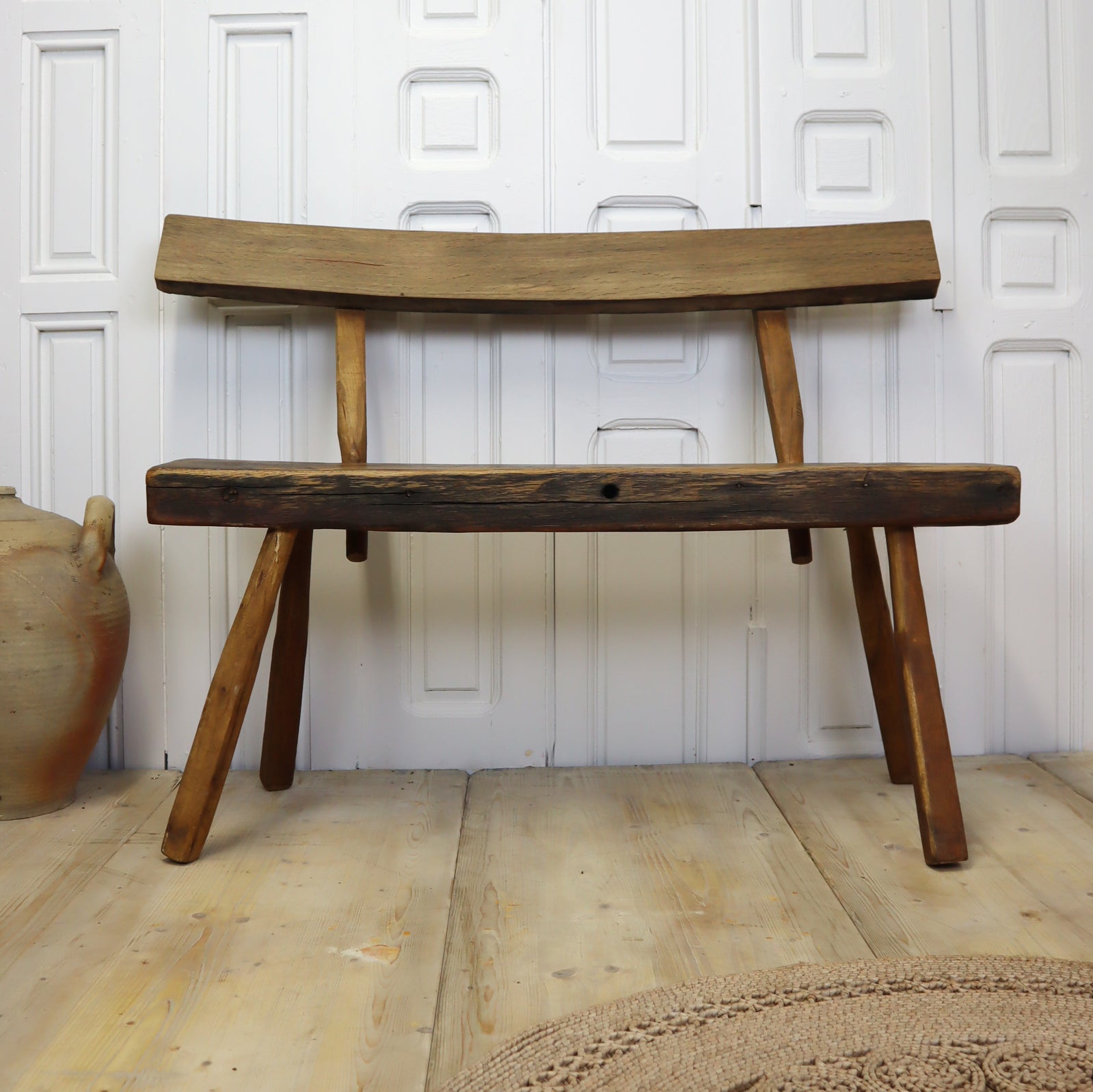 Rustic Wooden Hand Crafted Vintage European Bench 1002c – Mustard Vintage