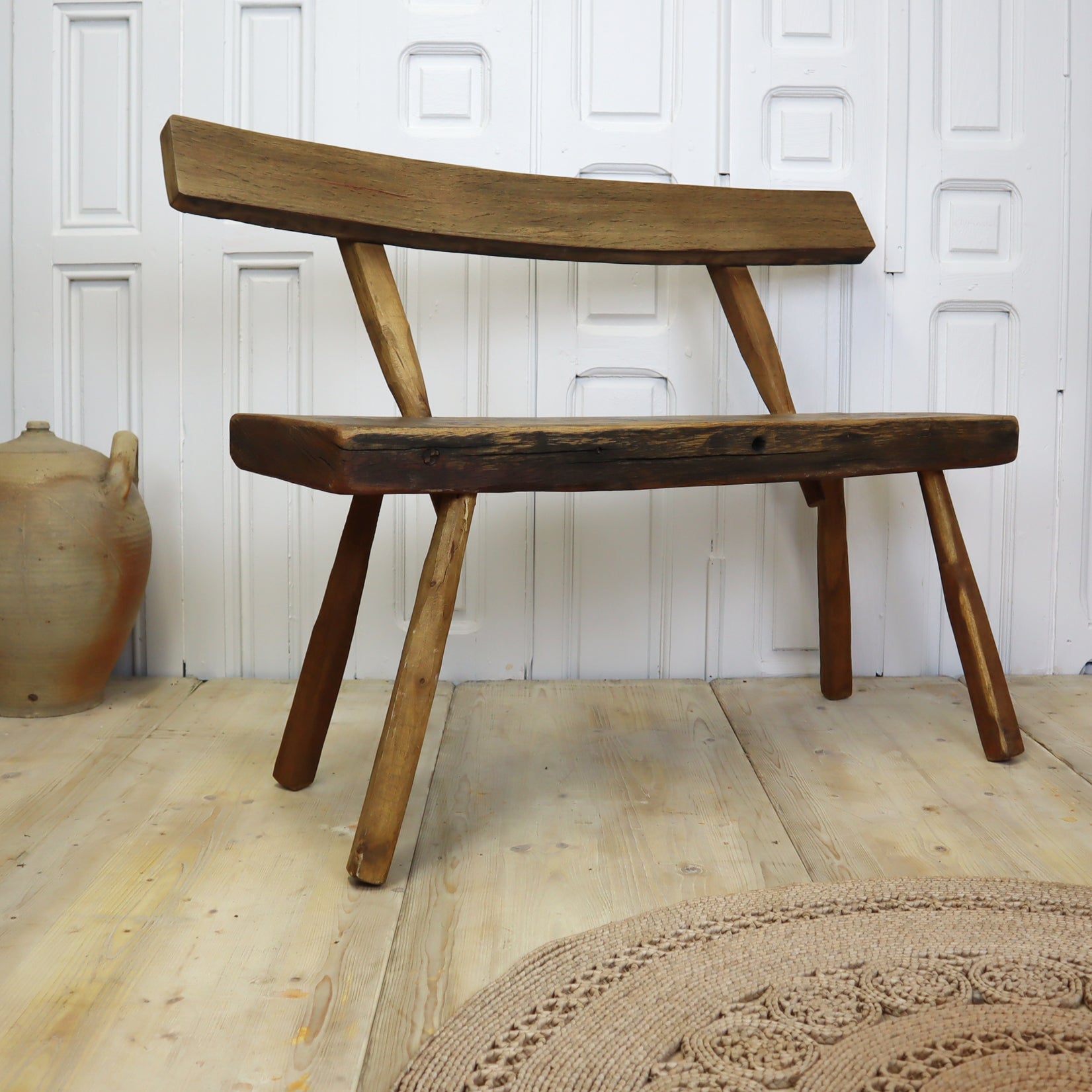 Rustic Wooden Hand Crafted Vintage European Bench 1002c – Mustard Vintage