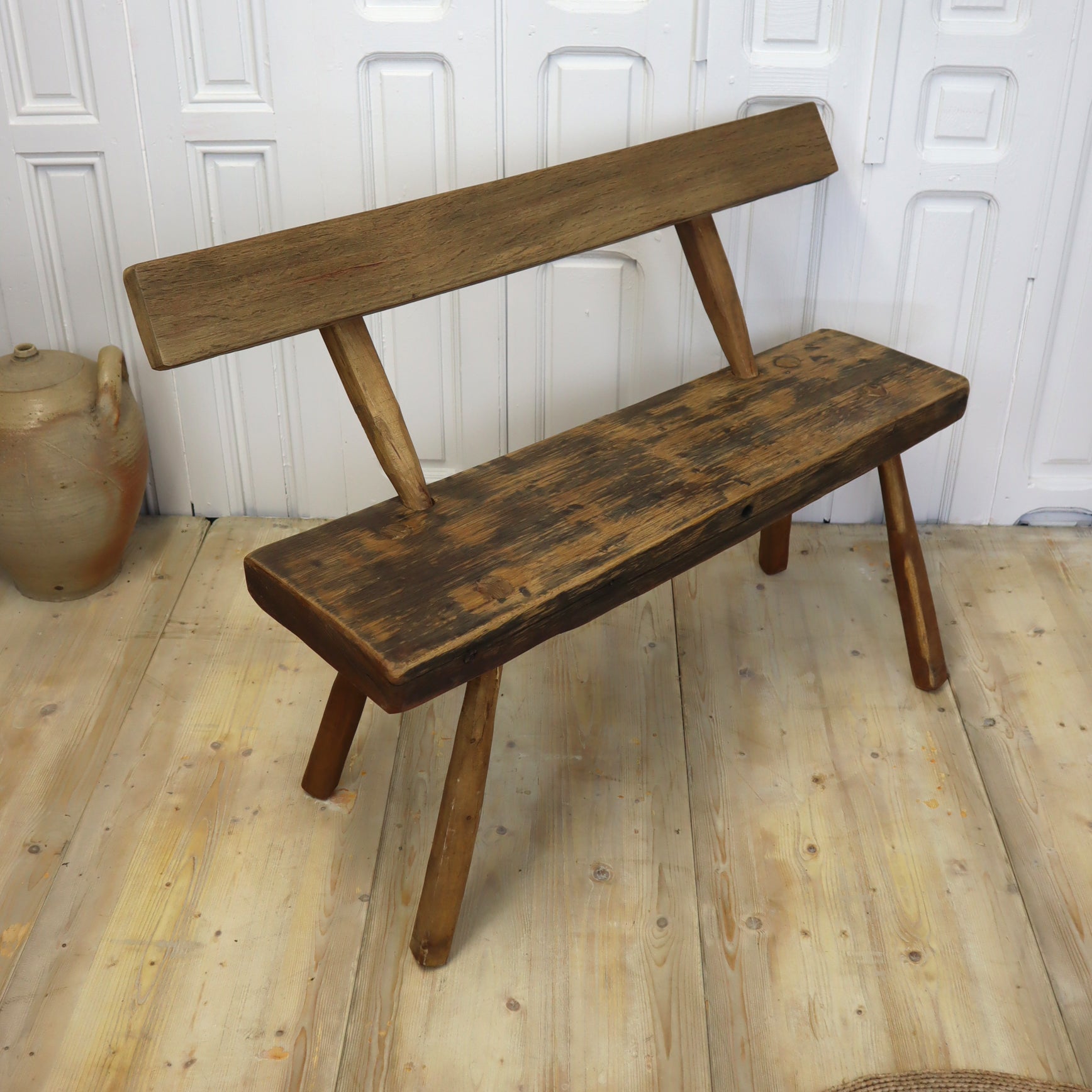 Rustic Wooden Hand Crafted Vintage European Bench 1002c – Mustard Vintage