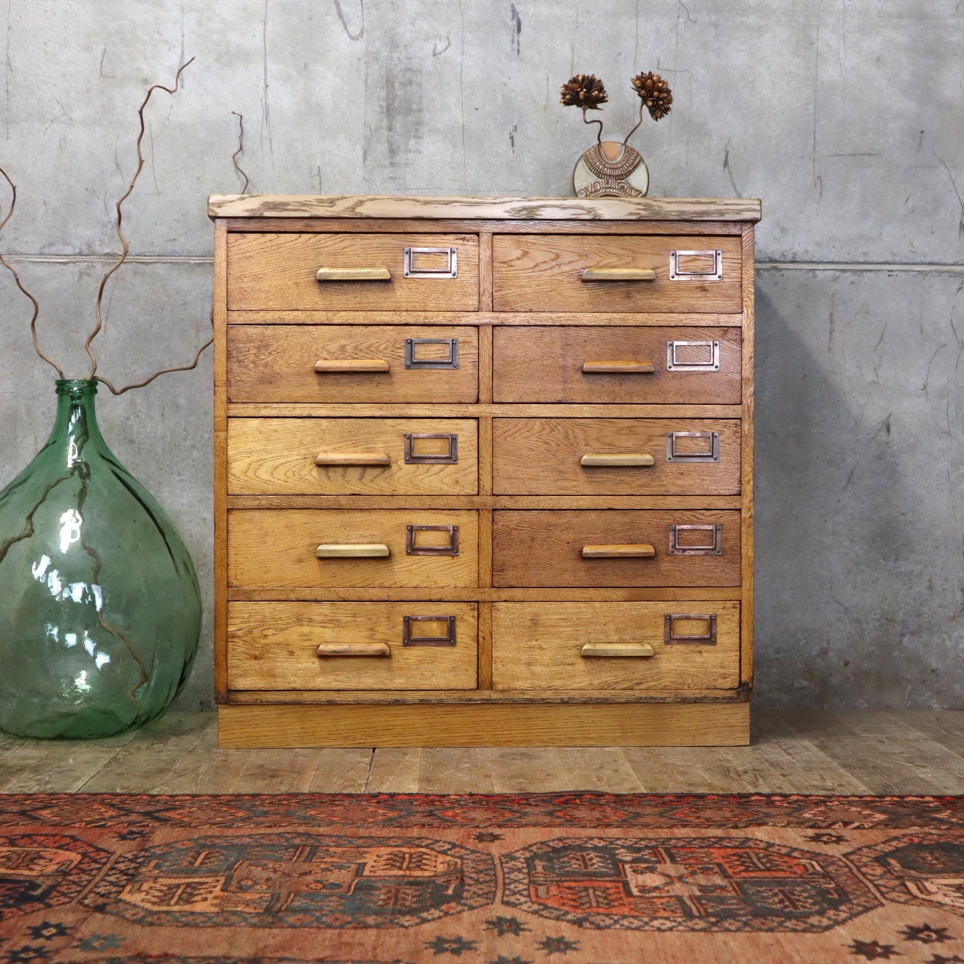 Vintage Rustic Oak School Drawers - 1708h – Mustard Vintage