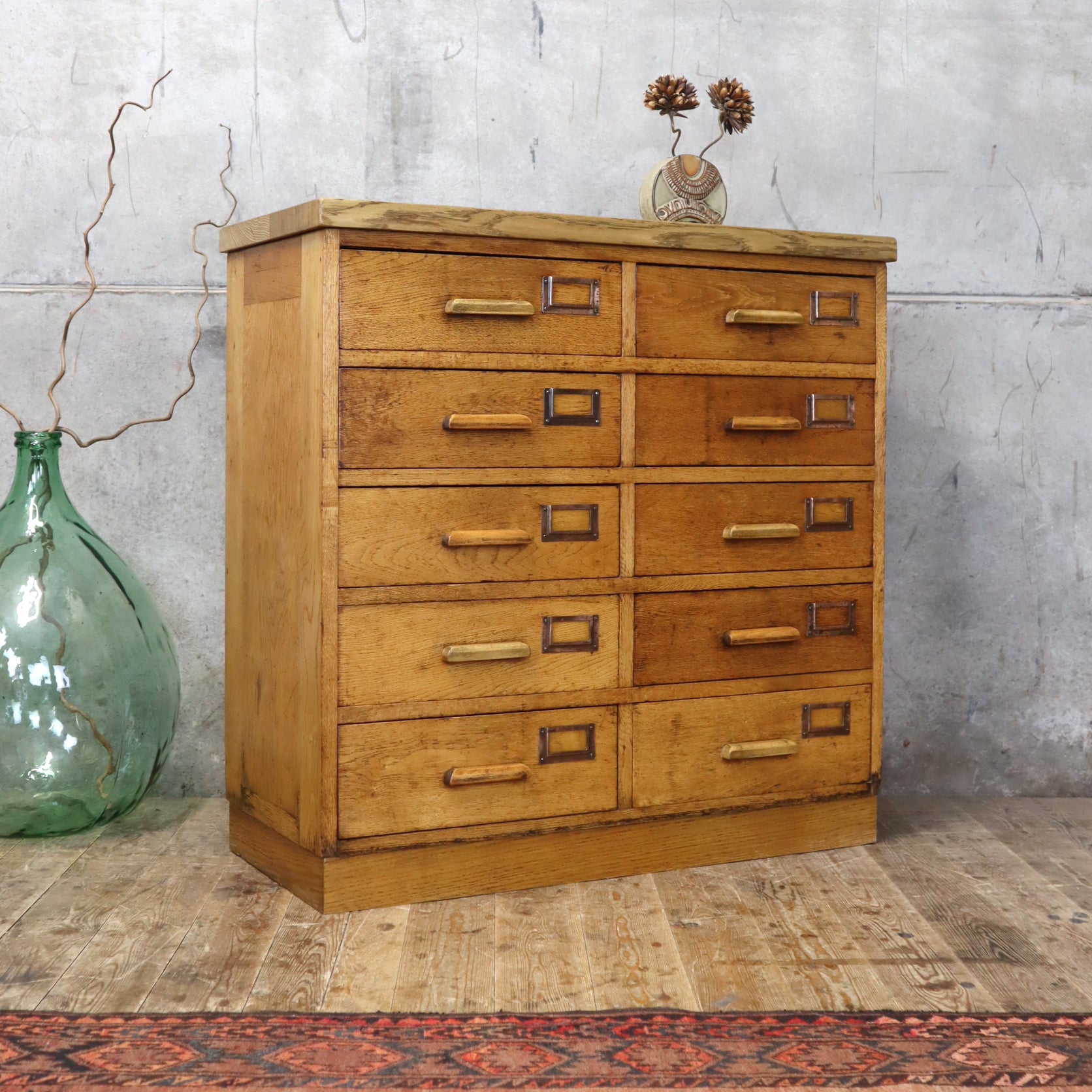 Vintage Rustic Oak School Drawers - 1708h – Mustard Vintage