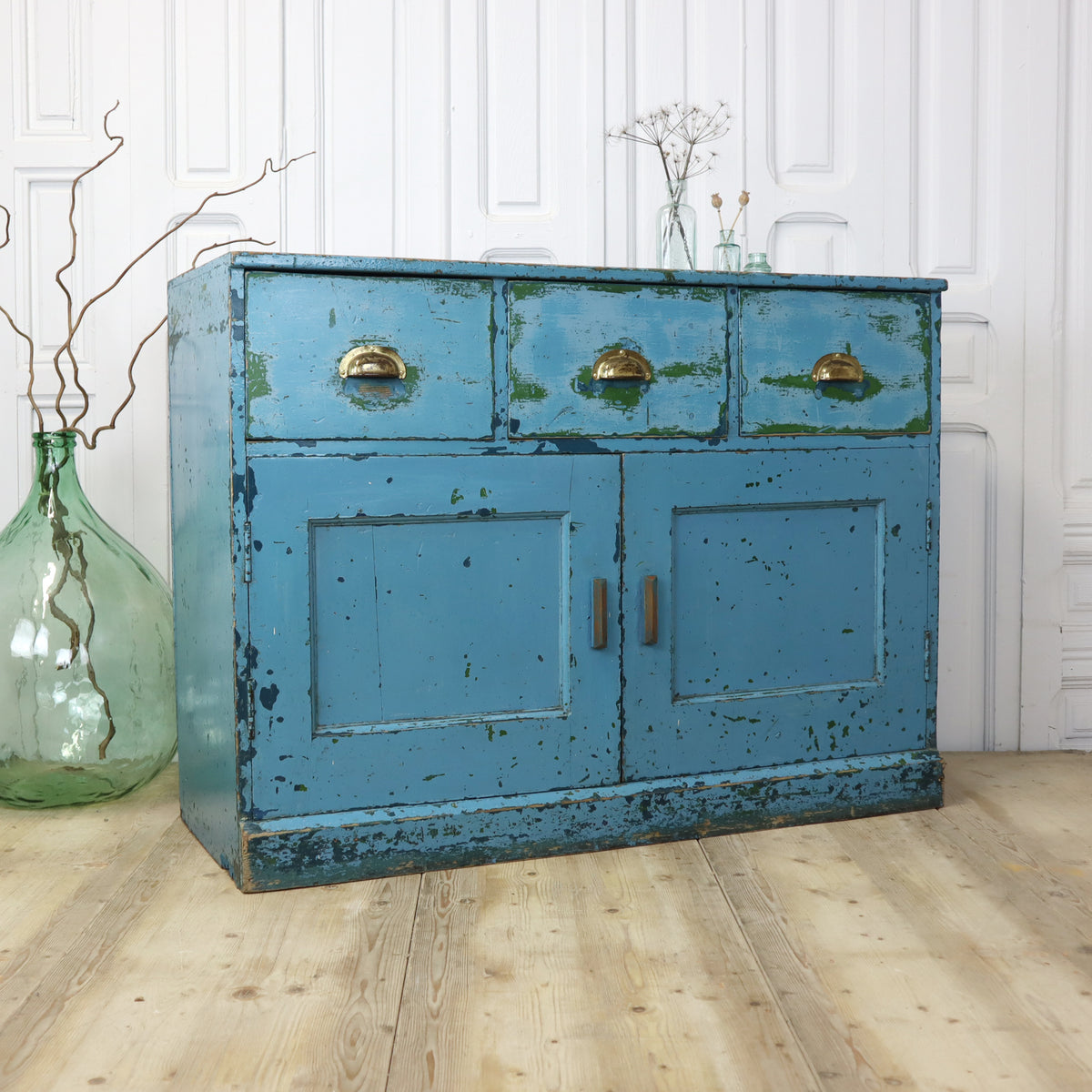 Rustic Blue Painted Reclaimed Dresser Sideboard 2203f – Mustard Vintage