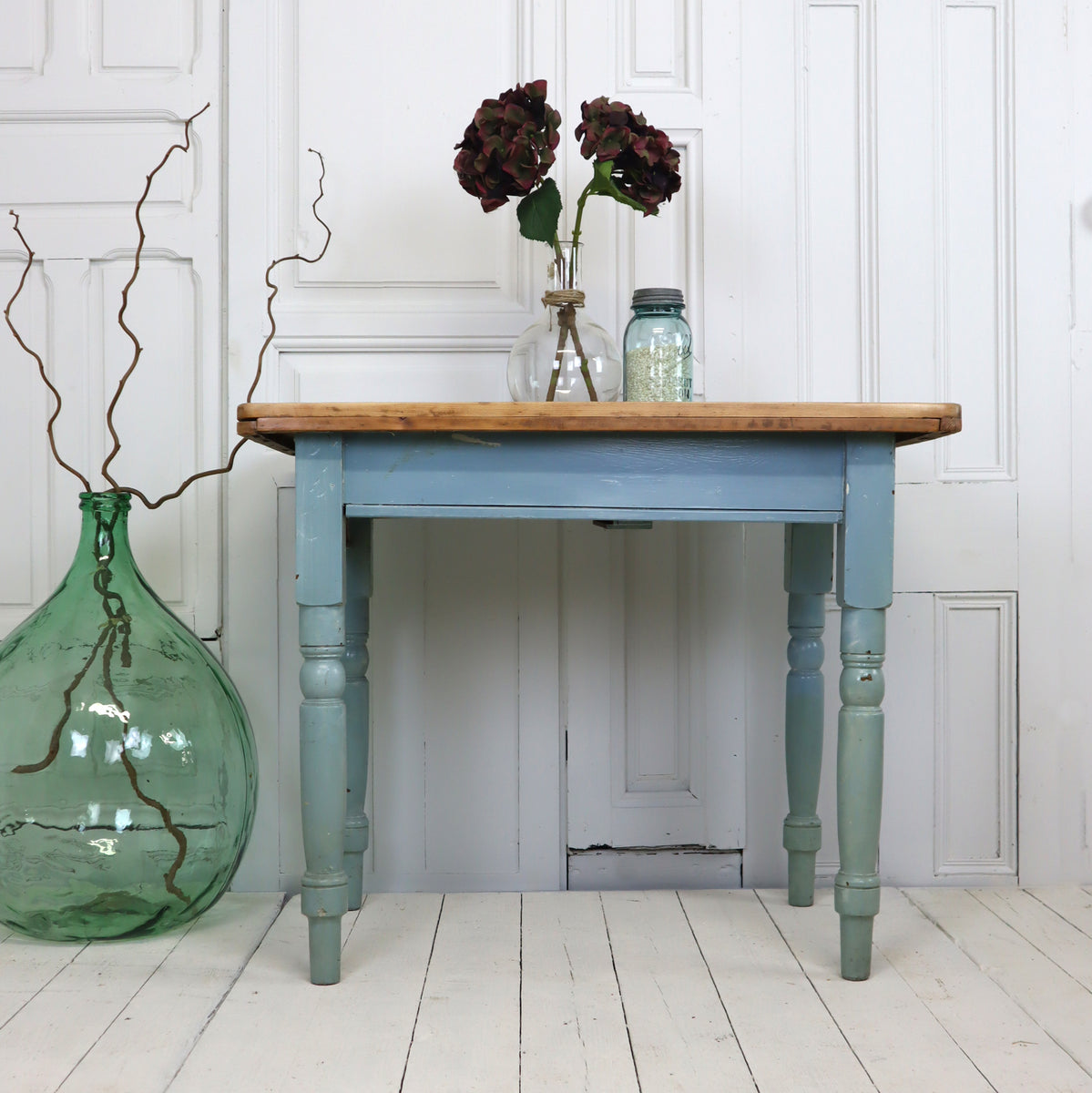 Small Antique Rustic Pine Original Painted Kitchen Table 0312a ...
