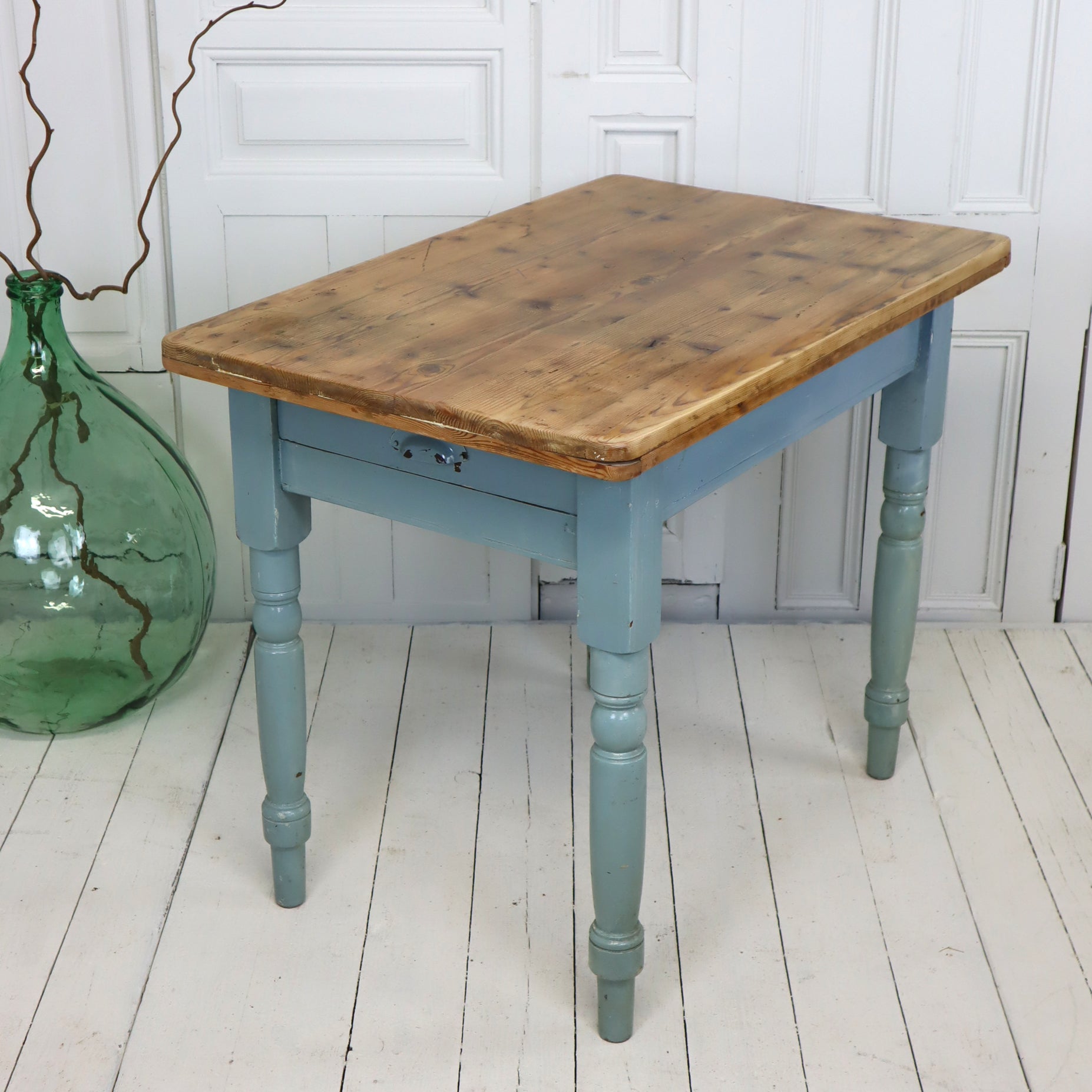 Small Antique Rustic Pine Original Painted Kitchen Table 0312a ...
