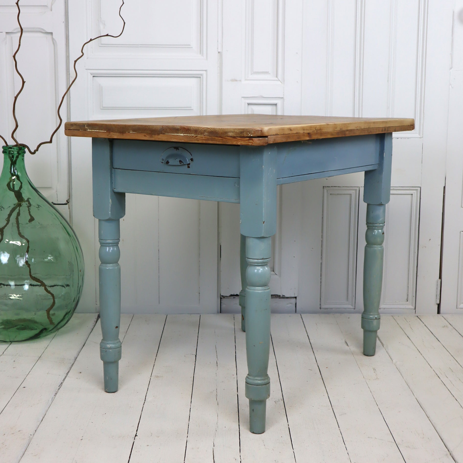 Small Antique Rustic Pine Original Painted Kitchen Table 0312a ...