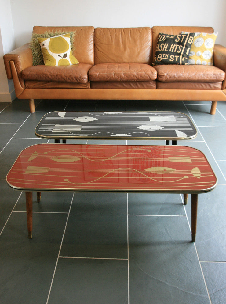 Vintage 1950s Geometric Coffee Table – Red – Mustard Vintage
