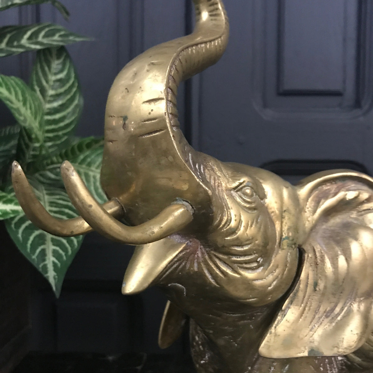 HUGE Vintage Mid Century Brass Elephant – Mustard Vintage
