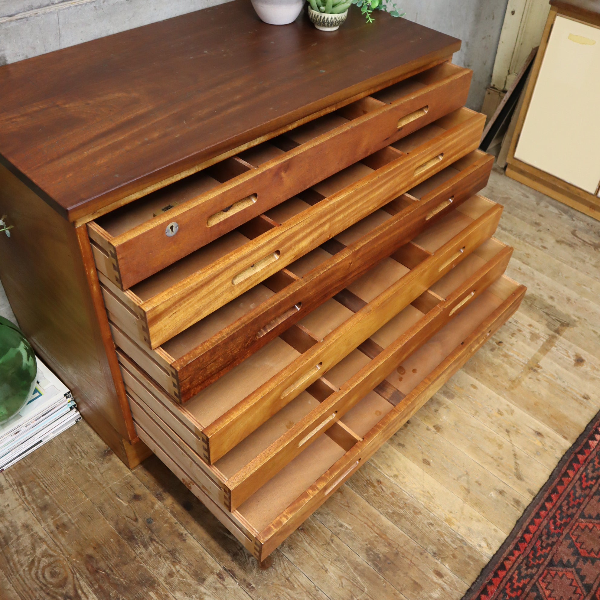 Mid Century Reclaimed Plan Chest / School Drawers - 1712d – Mustard Vintage