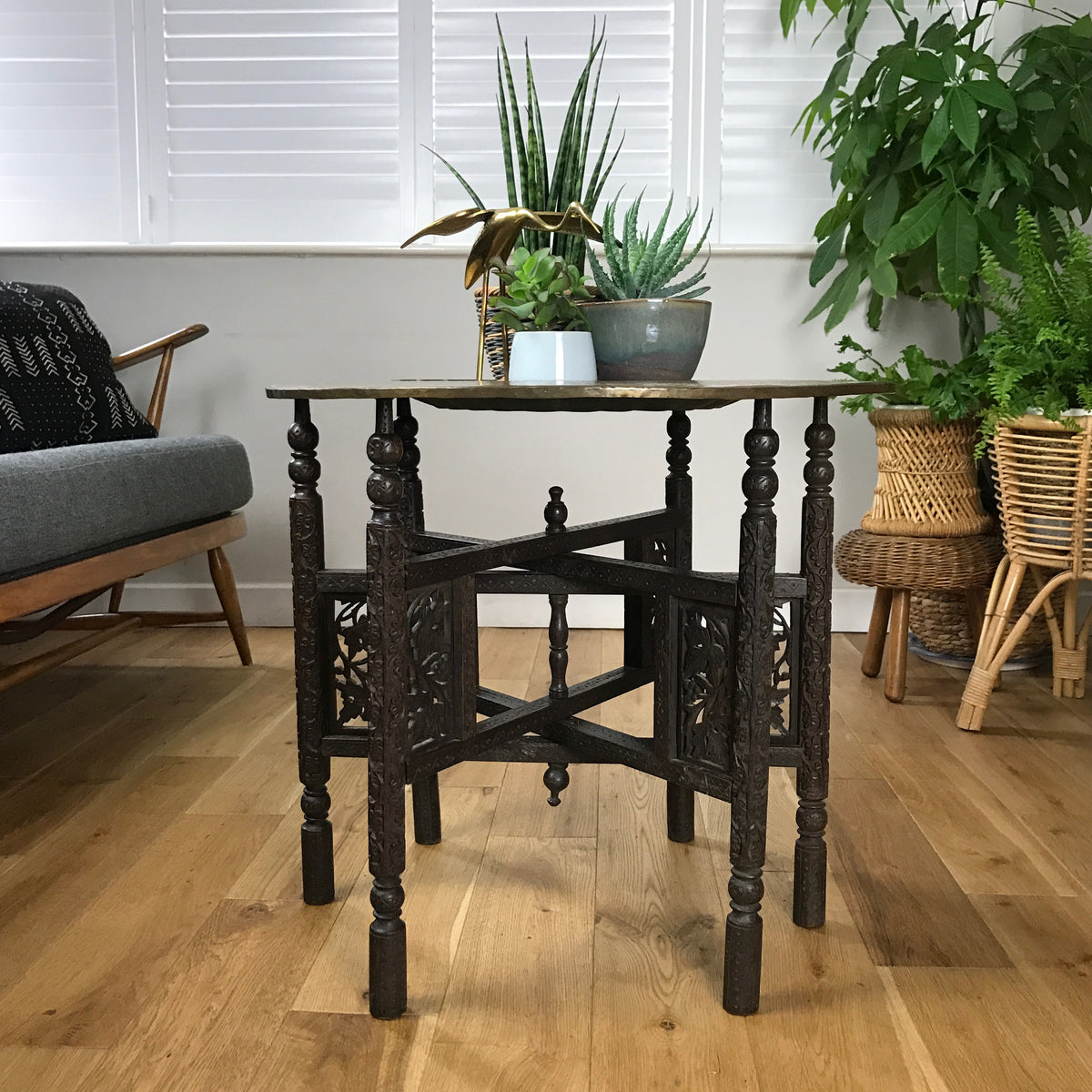 Vintage Moorish Boho Folding Brass Tray Table – Mustard Vintage
