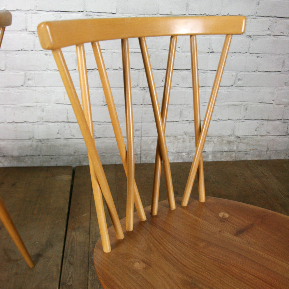 X3 Vintage Mid Century Ercol Candlestick Chiltern Chairs – Mustard Vintage