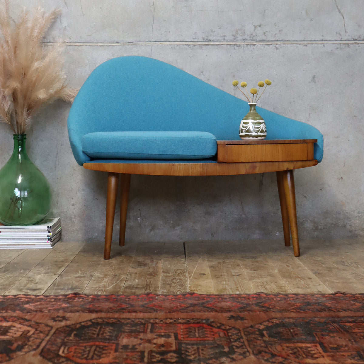 Mid Century Chippy Heath Curved Upholstered Telephone Seat - 2705i ...