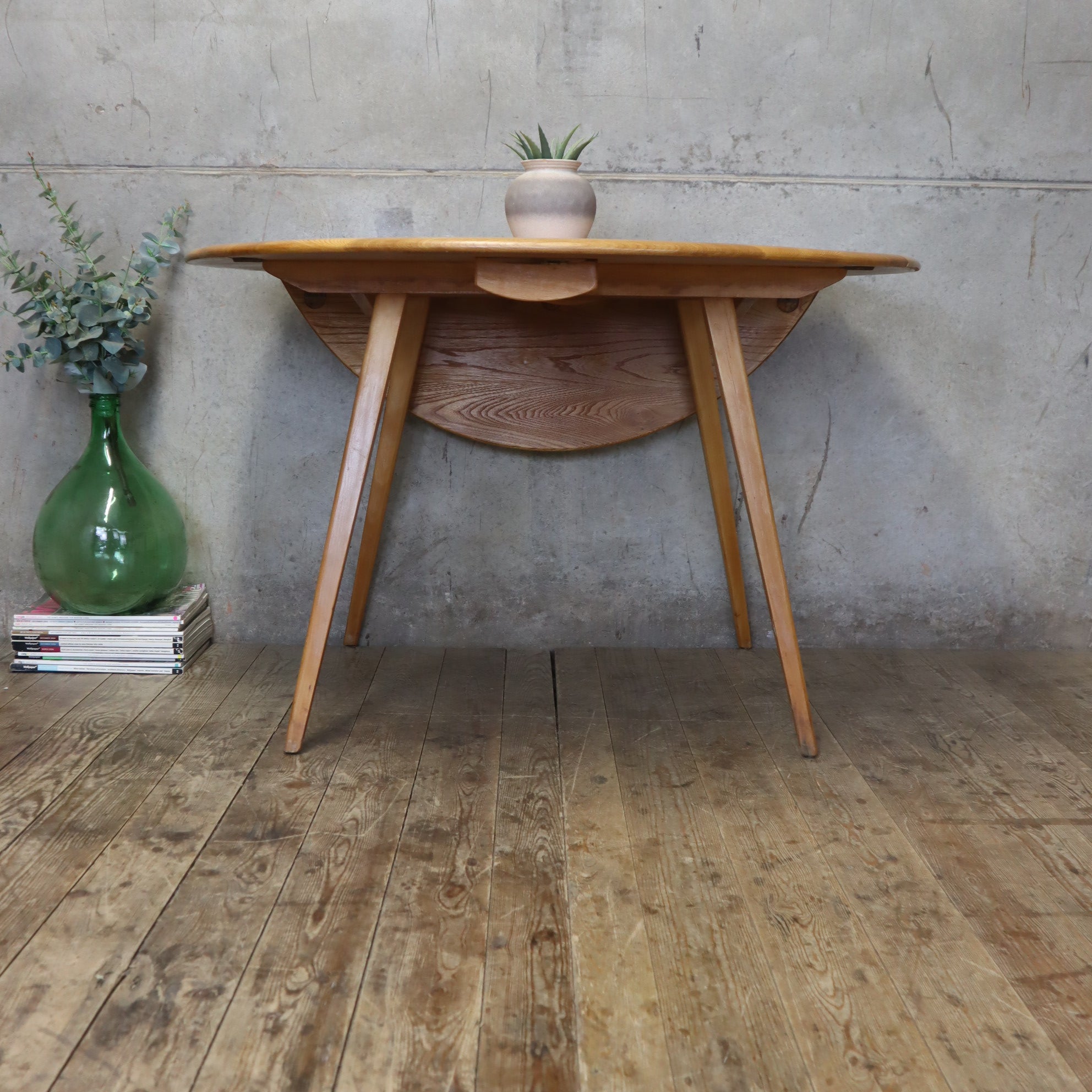 Mid Century Ercol Model 384 Drop Leaf Dining Table - 0105a – Mustard ...